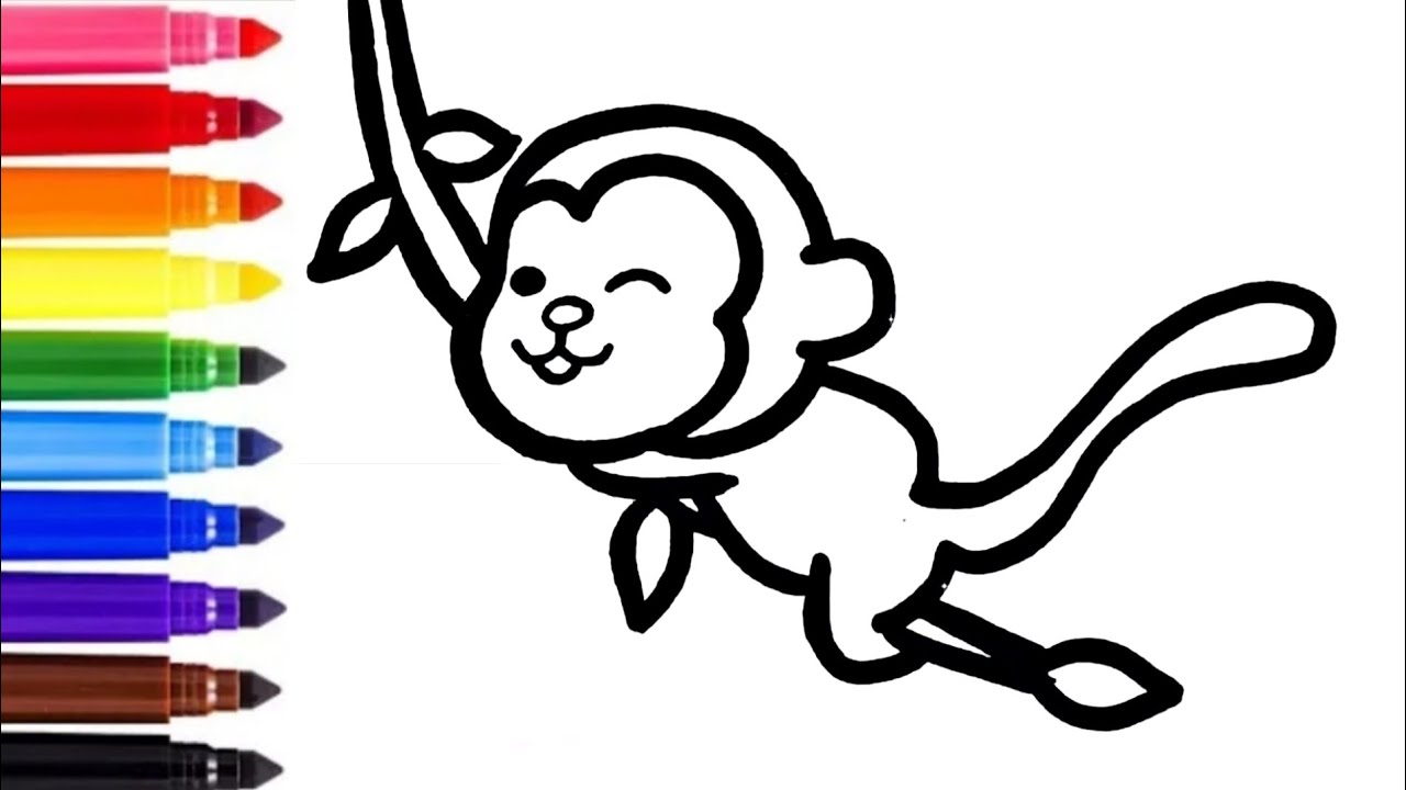 How to Draw a Monkey 🐒 | Cartoon Monkey Drawing for kids and toddlers ...
