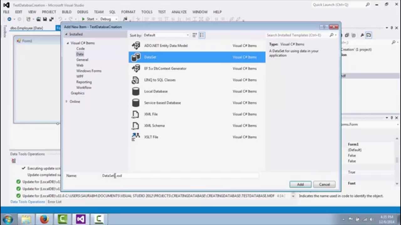 Creating Database using Visual Studio - YouTube