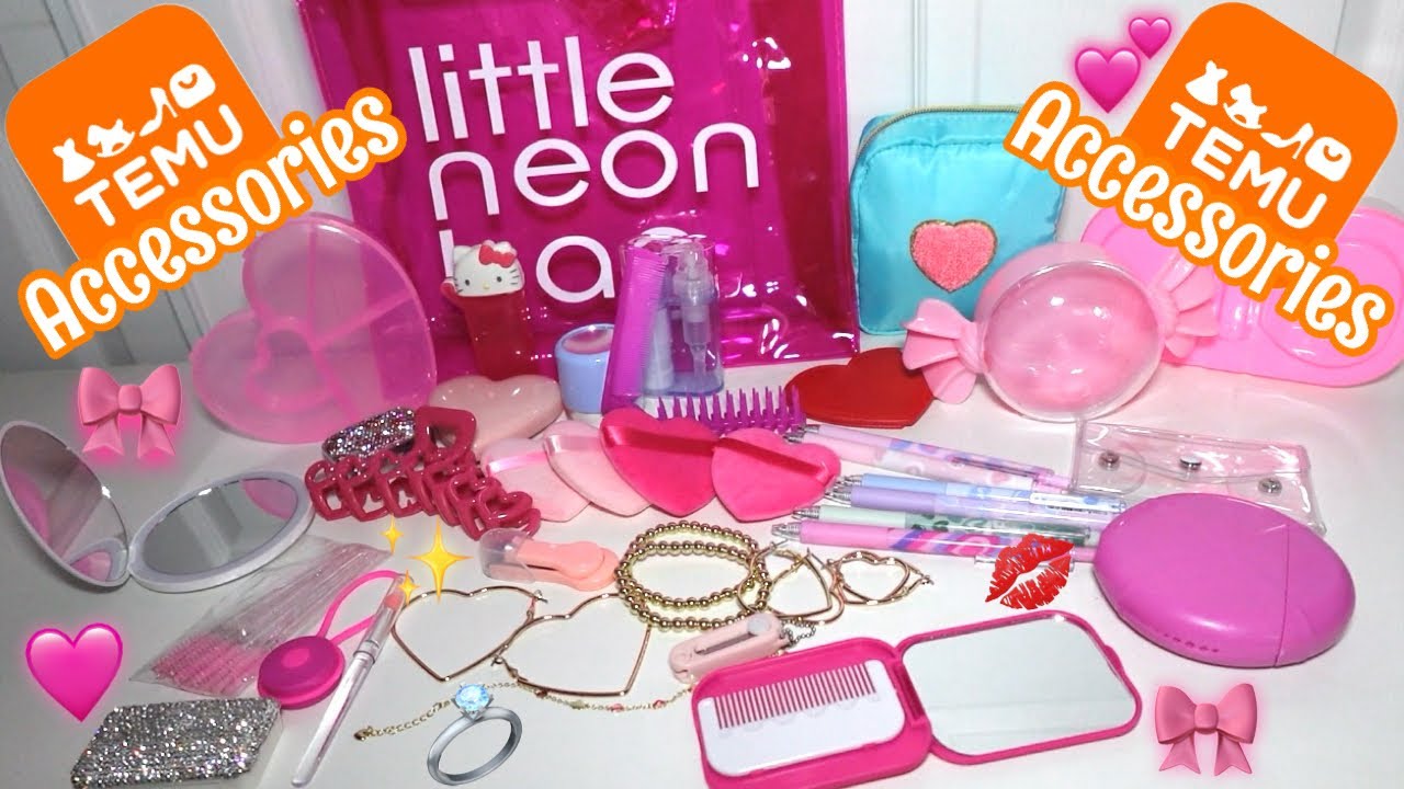TEMU ACCESSORIES HAUL | ALL PINK EVERYTHING 💞 | Hair, Jewlery, Makeup ...