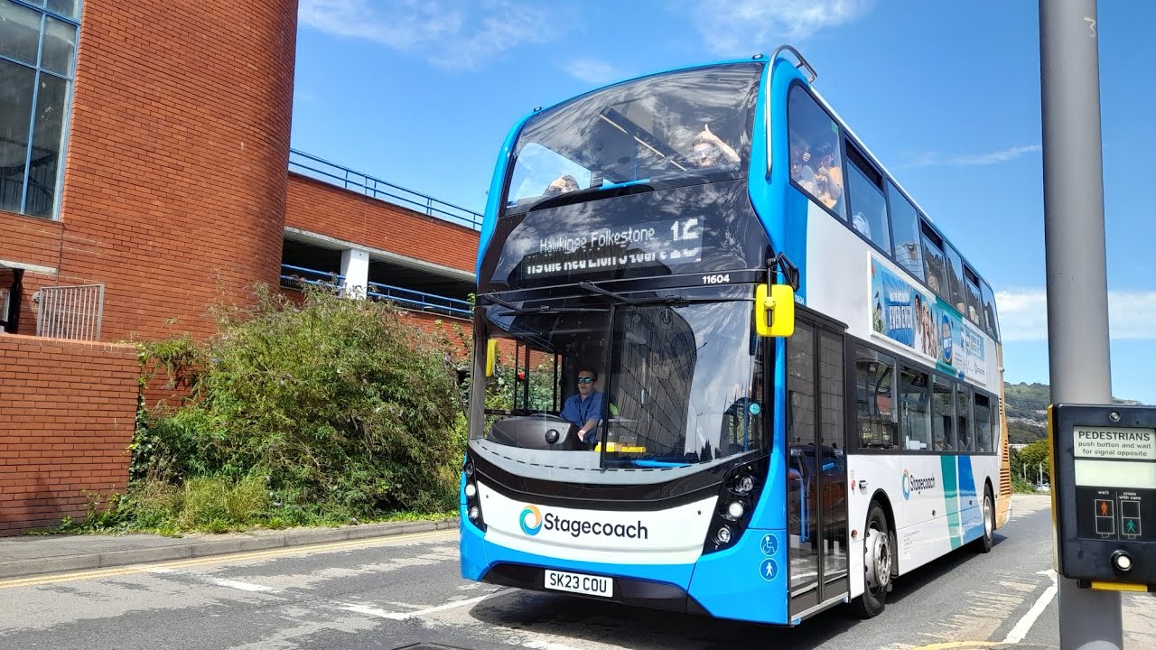 (BRAND NEW) Stagecoach Bus 11604 *SK23 COU* Arrives At Folkestone Bus ...
