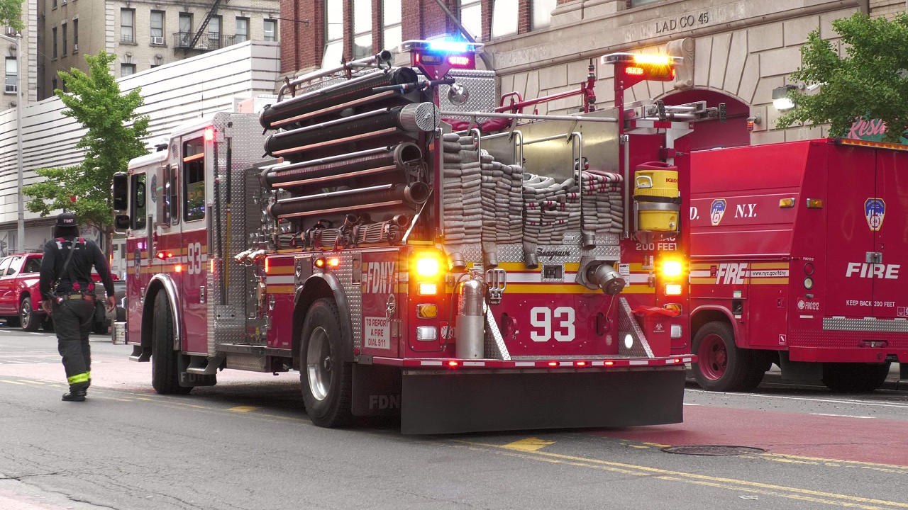 Engine 93 + Battalion Chief 13 responding + returning to station | # ...