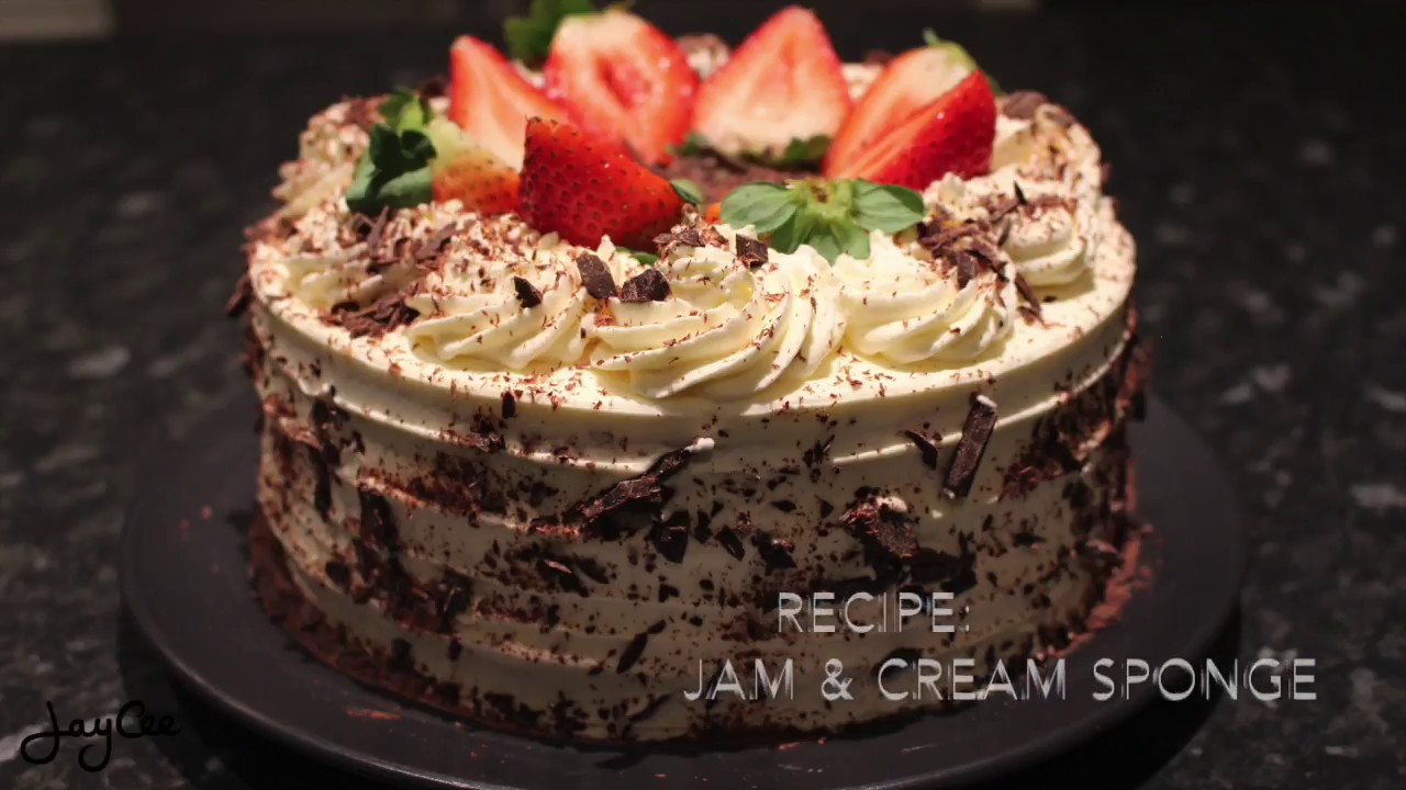 Jam & Cream Sponge Cake Part 2! | Recipe - YouTube
