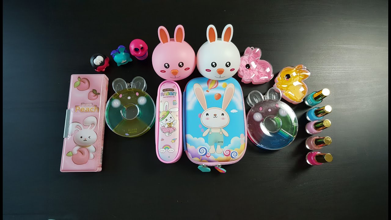 Rabbit slime ! Mixing random into GLOSSY slime /satisfying slime video ...