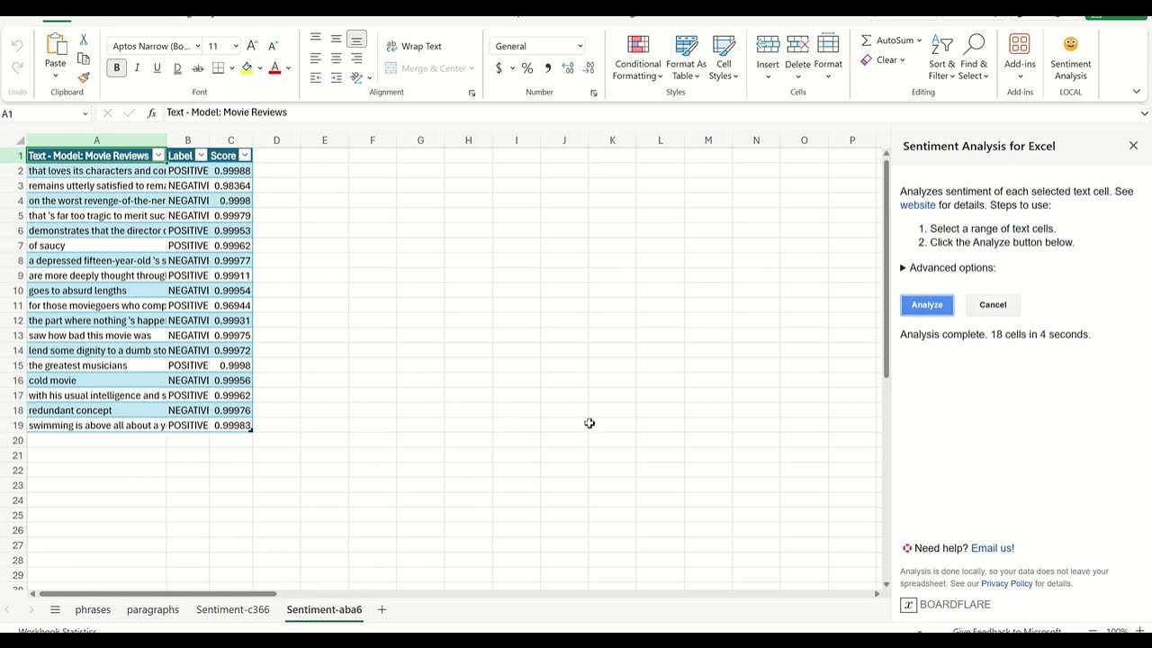 Sentiment Analysis Add-in for Excel v1.2 - YouTube