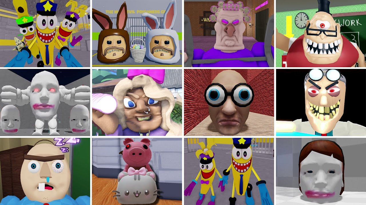 Piggy Kart Kitty Run Scary Obby In Banana Police Family, Evil Grandma ...
