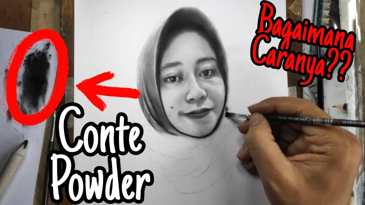KEREN, menggambar menggunakan CONTE POWDER - YouTube