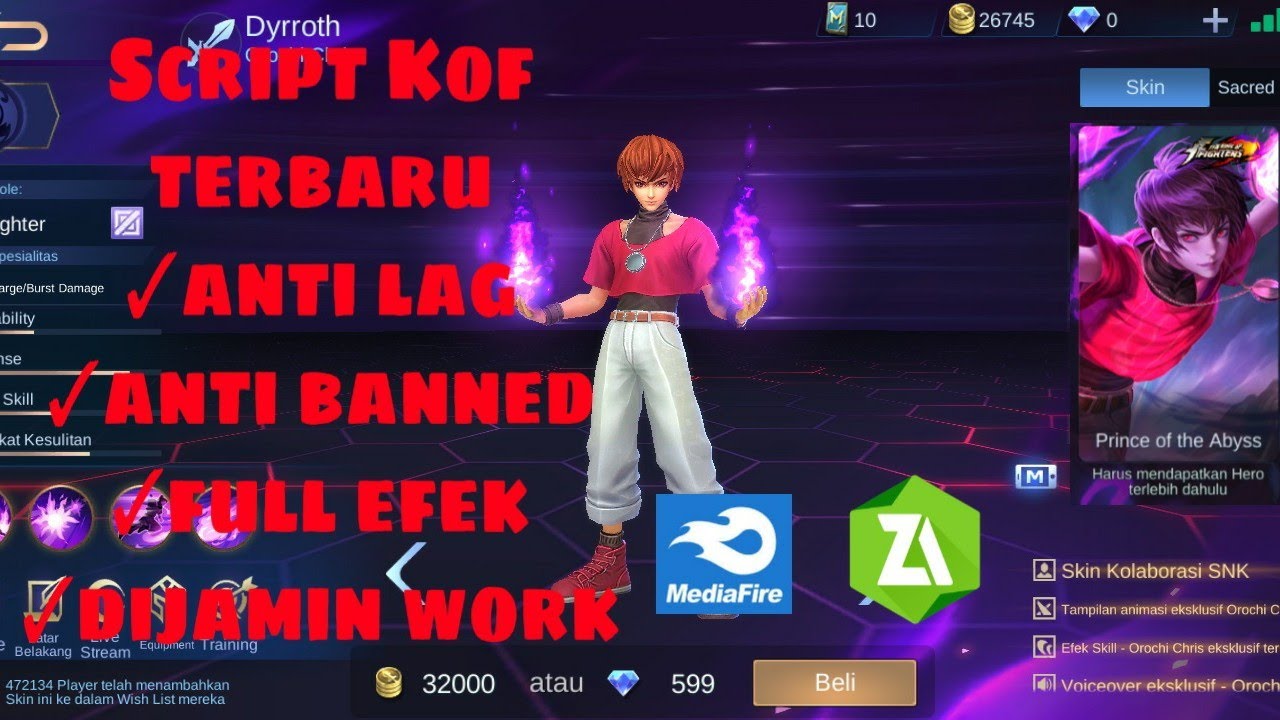 SCRIPT SKIN DYROT KOF FULL EFEK TERBARU + MEDIAFIRE - YouTube