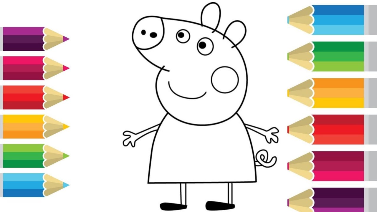 pipa pig drawing??how to colour in pipa pig 🖌🖌🐕🐶kids drawing??pipa kids ...