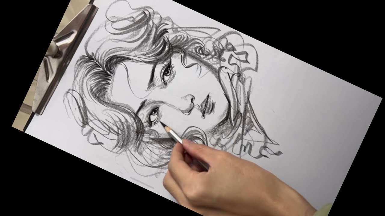 Quick Portrait Sketch How to Draw a Portrait of Girl - Drawing face ...