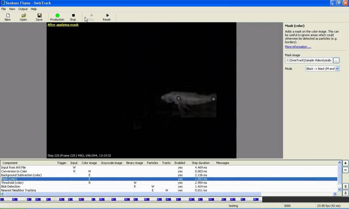 Tracking a fishes tail beat using swistrack - YouTube