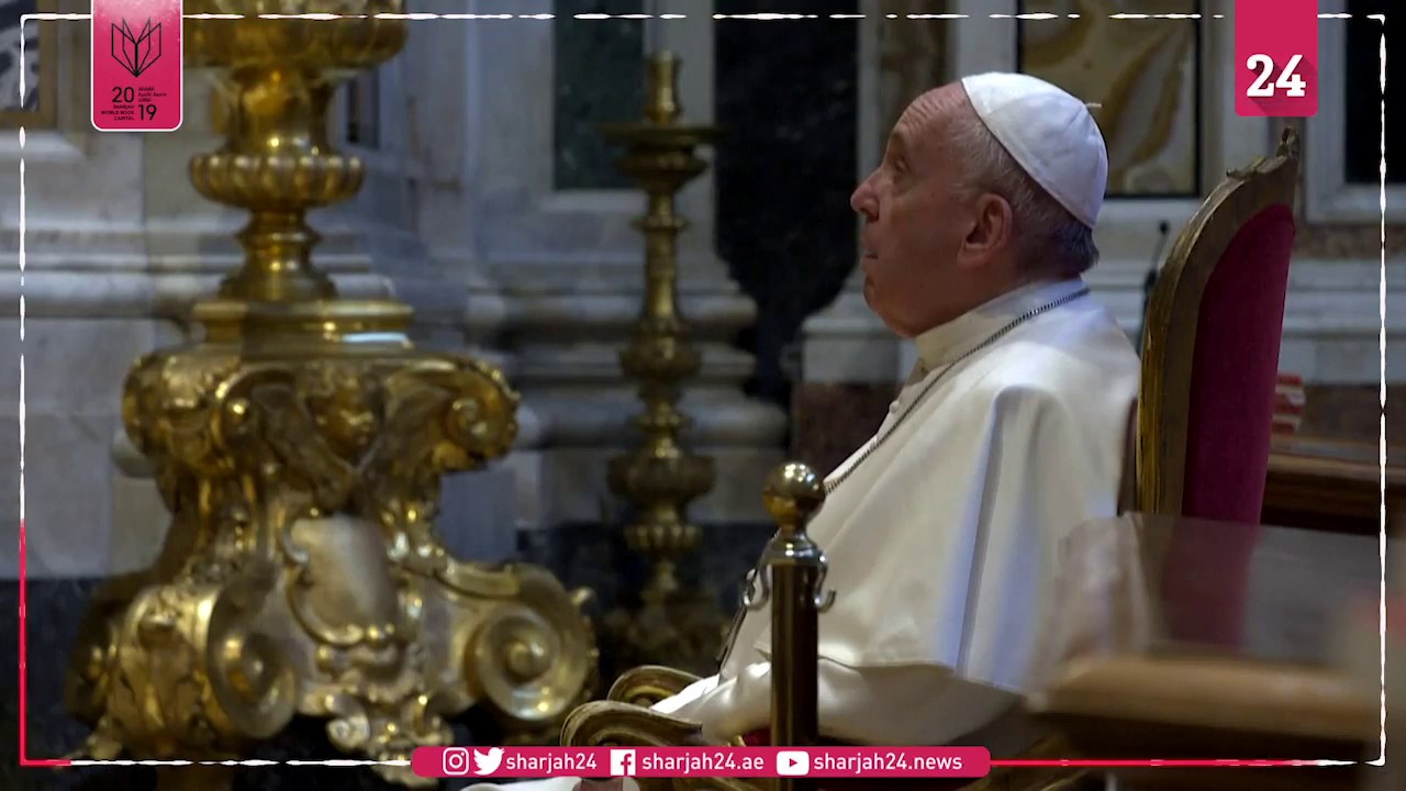 Pope prays at Great Plague church as Italy toll mounts - YouTube