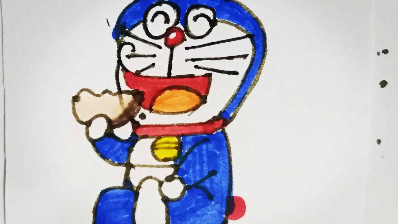 how to draw doraemon eating cake #drawingtutorial - YouTube