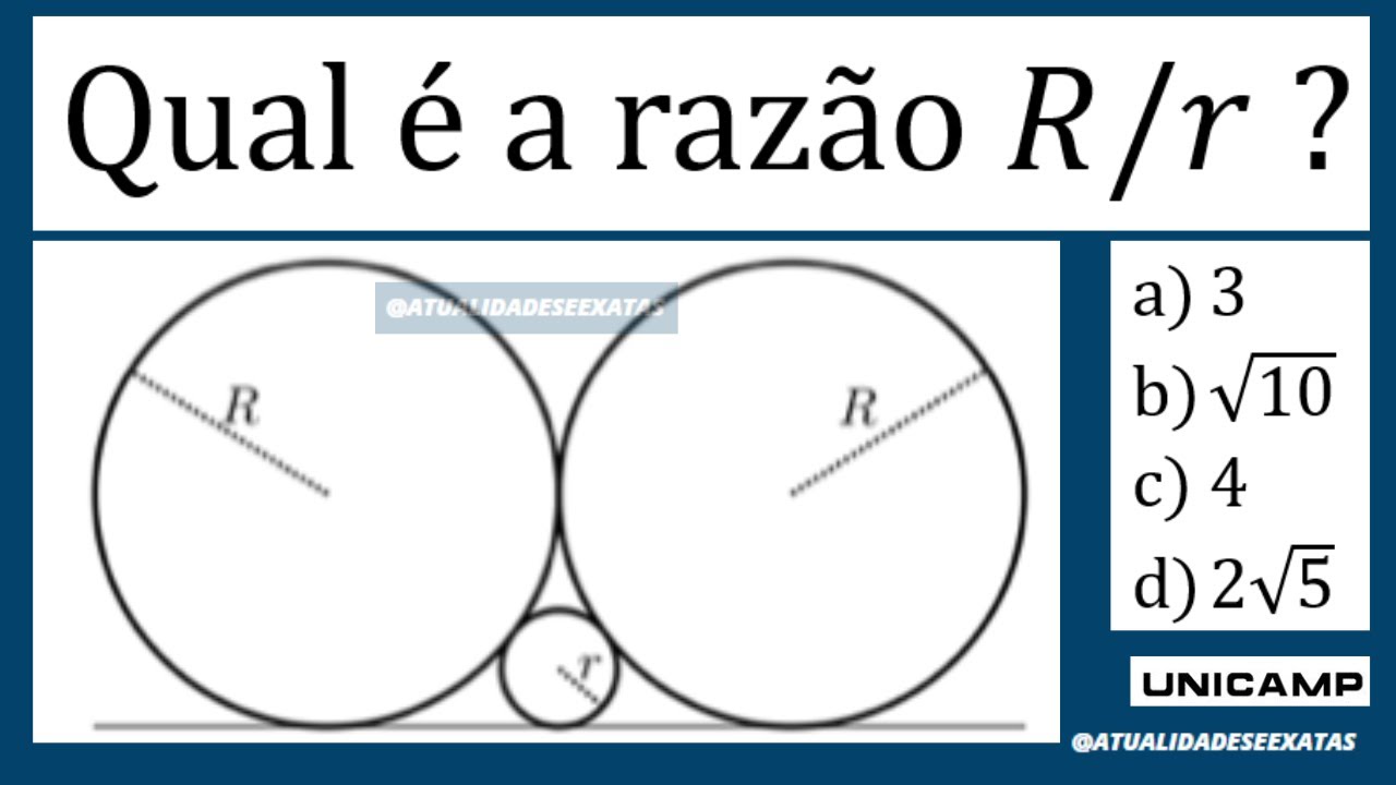 SABE RESOLVER? QUESTÃO CLÁSSICA - RAZÃO ENTRE OS RAIOS - UNICAMP 2021 ...
