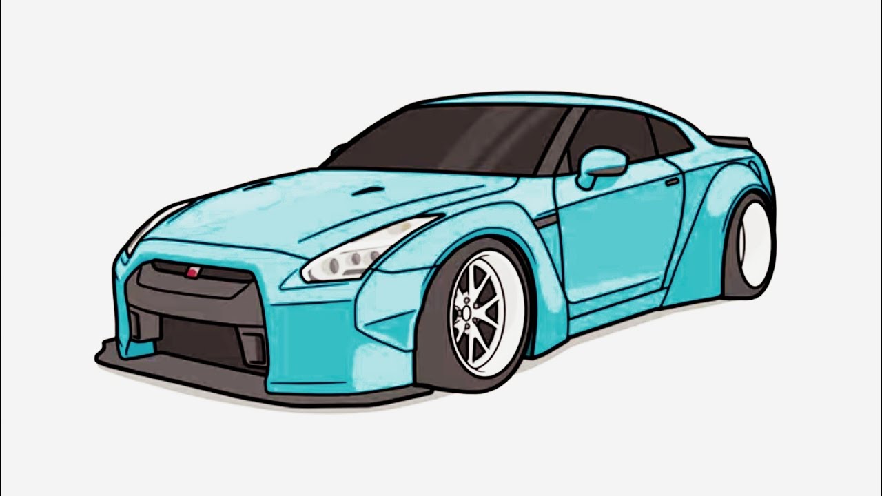 How to draw a NISSAN GTR R35 / drawing tutorial step by step - YouTube