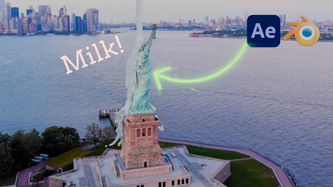 Milk on Statue of liberty... Make Your first ever VFX with Blender And ...