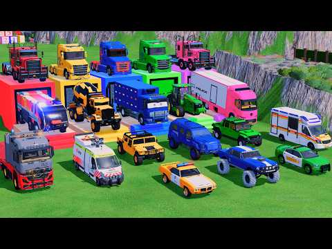 TRANSPORTING POLICE CARS, AMBULANCE, BOX TRUCK, MIXER TRUCK, SUPERCARS WITH SCANIA TRUCK - FS22 #21