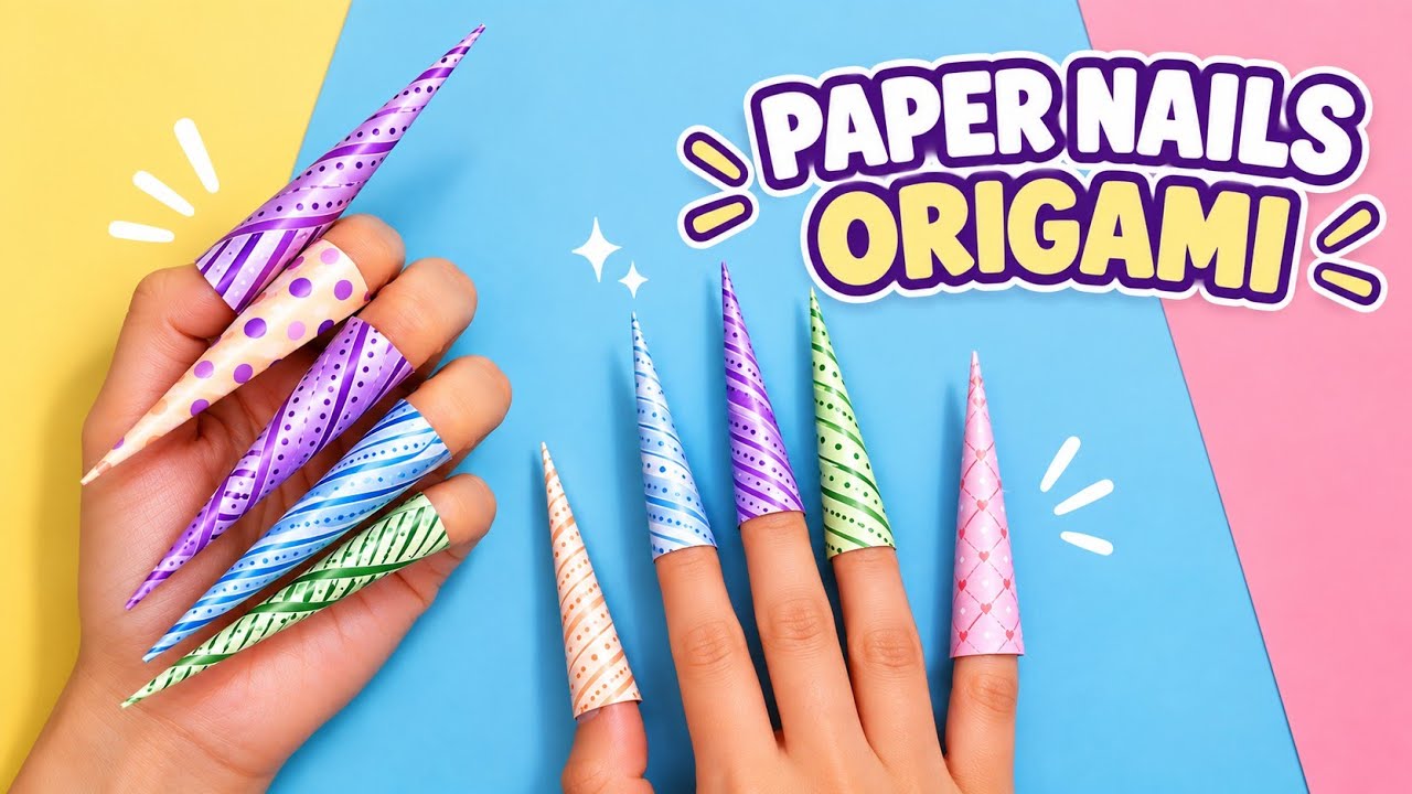 Easy Origami Paper Nails 💅 | How to Make Cute Paper Fake Nails at Home ...