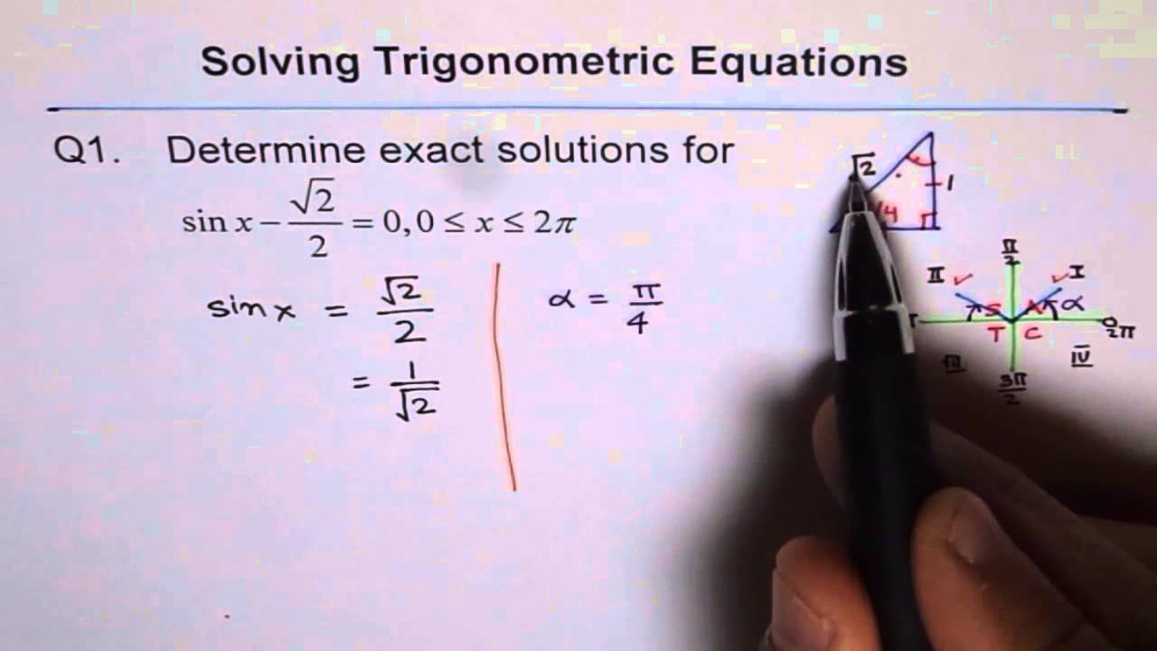 Trigonometric Equation Exact Solution Sine Q1 - YouTube