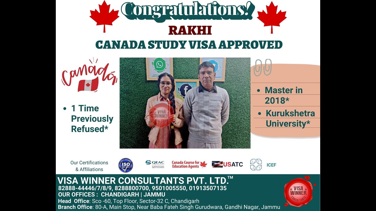 Ms. Rakhi from #Kaithal #canadastudyvisa #visasuccess |VISA WINNER CONSULTANTS| - YouTube