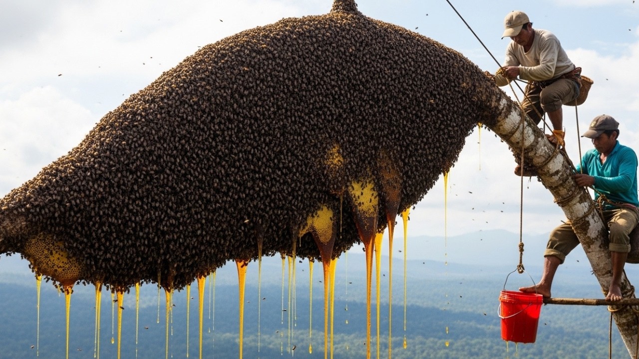 300-Meter Tree Ascent to Collect Giant Honeycombs - YouTube