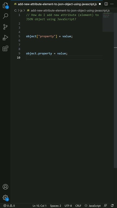 Add New Attribute Element To Json Object Using Javascript Youtube 
