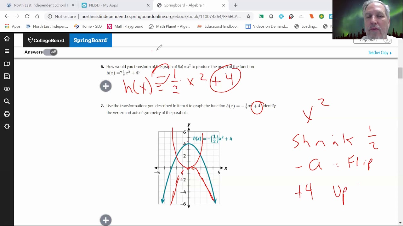 SpringBoard Algebra 1 Unit 5, Lesson 30-3, Multiple Transformations of ...