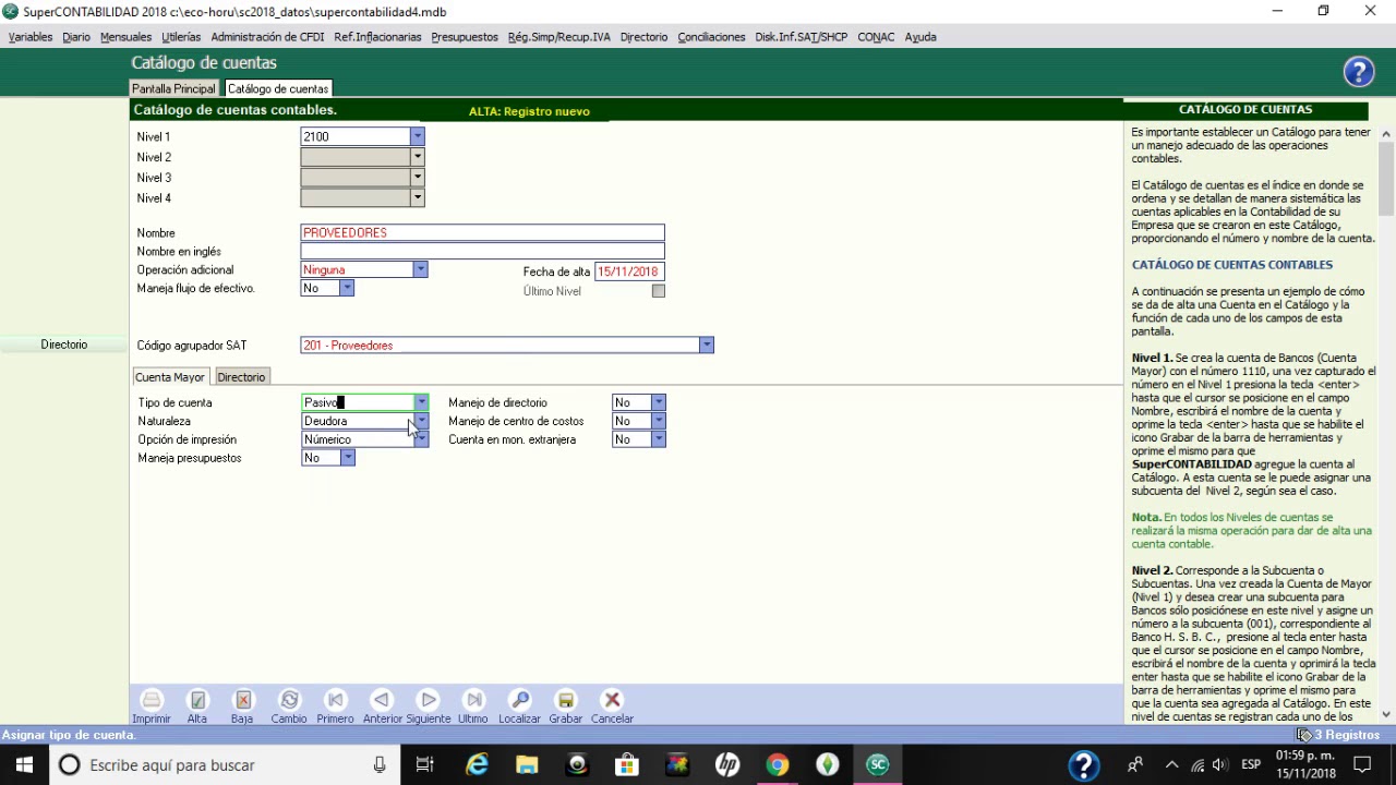 Cómo registrar catálogo de cuentas en SuperCONTABILIDAD - YouTube
