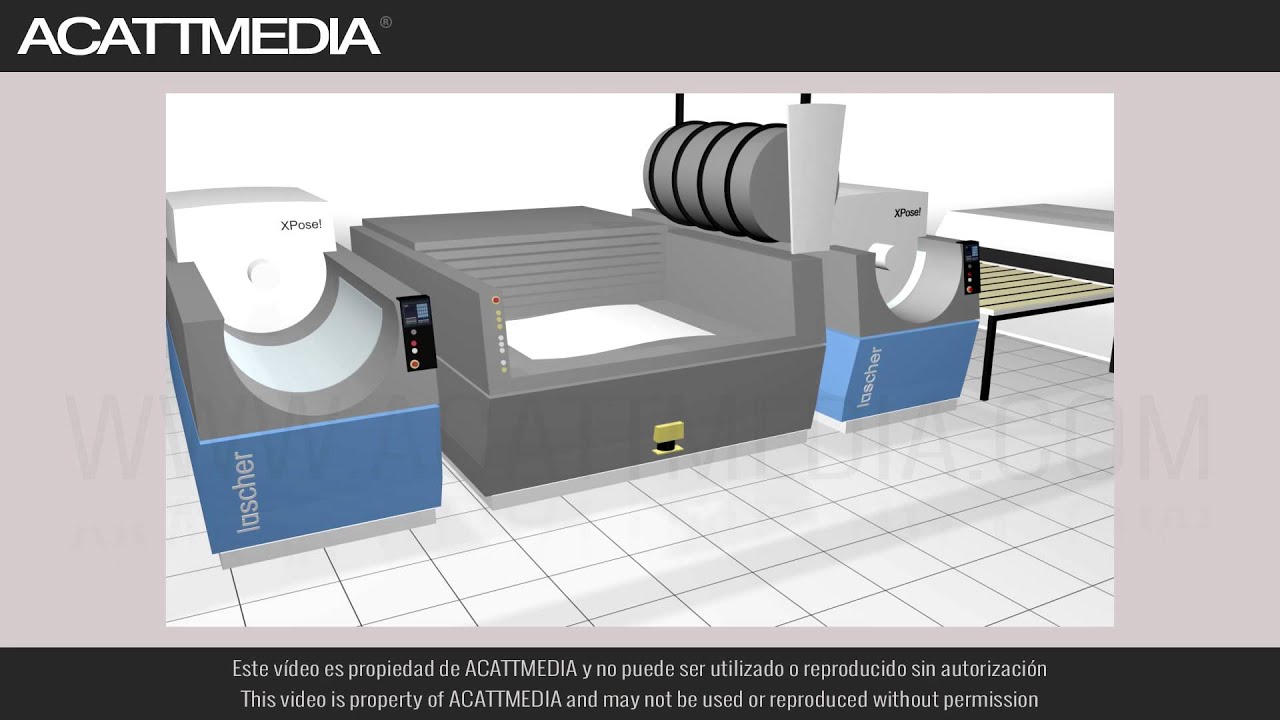 Animación 3D de un sistema CTP, Computer to Plate. Acattmedia. - YouTube