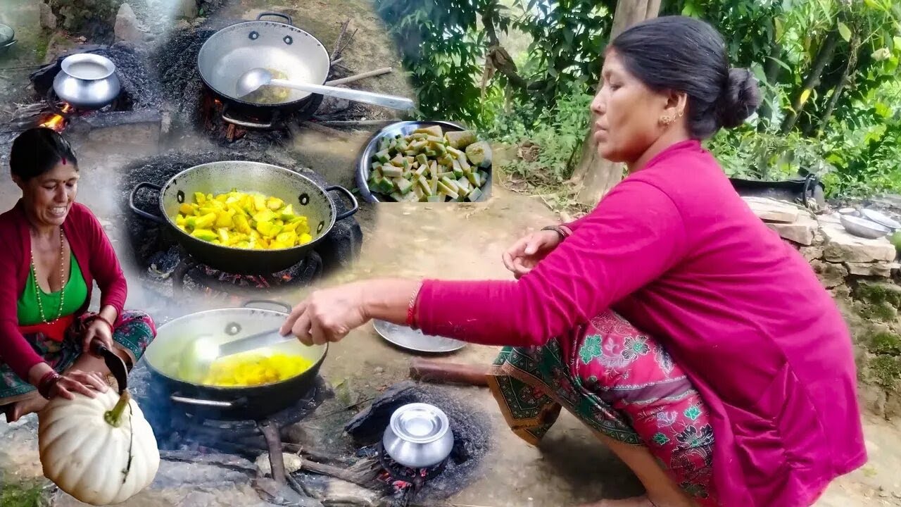 Traditional and Organic Village Cooking Recipe | Fresh Pumpkin Cooking ...