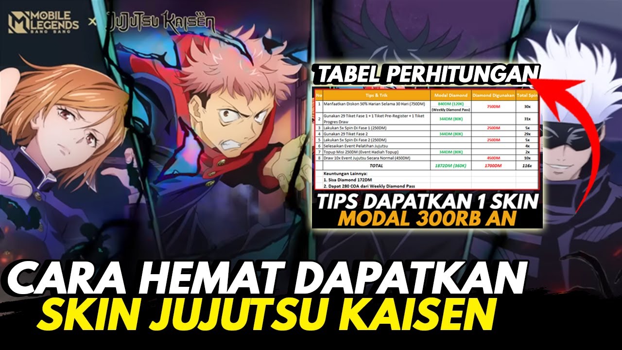 PENJELASAN CARA HEMAT DRAW EVENT JUJUTSU KAISEN X MLBB MODAL 300 RIBUAN ...