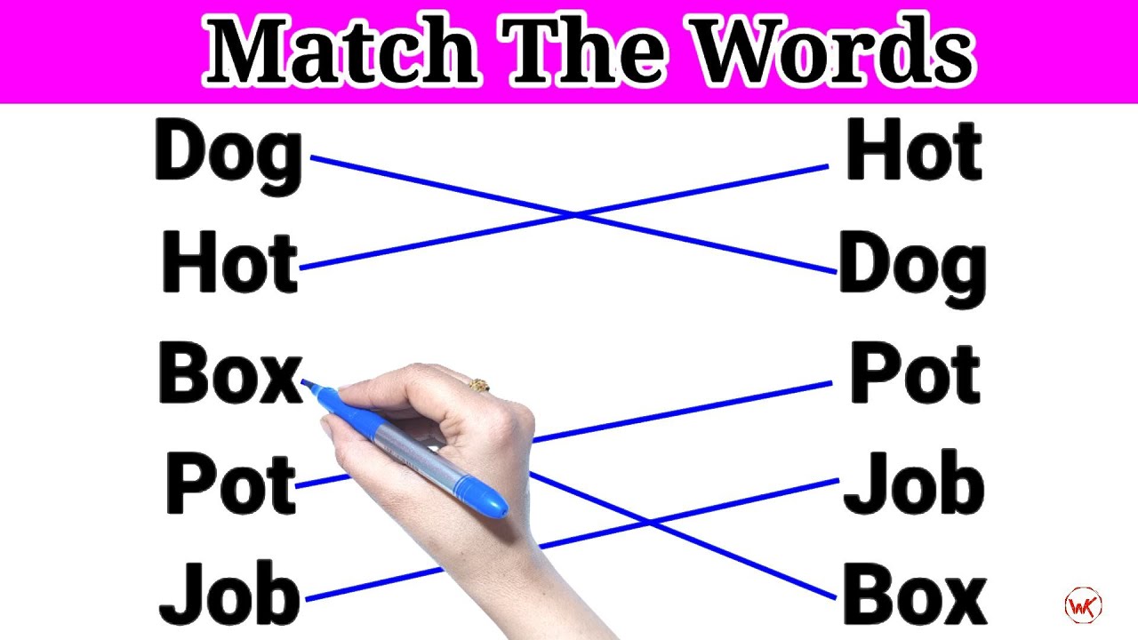 Matching | lkg class english Worksheets | match the worlds | english ...