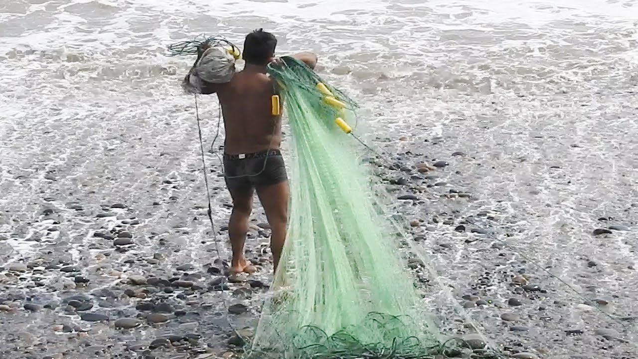 Mira Como se PESCA con red en el MAR 【NET FISHING】 - YouTube