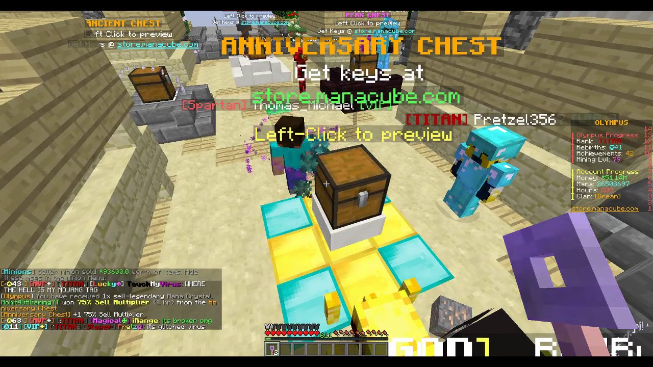 Minecraft - Manacube [Olympus] - S3 E43 - Anniversary Keys - YouTube