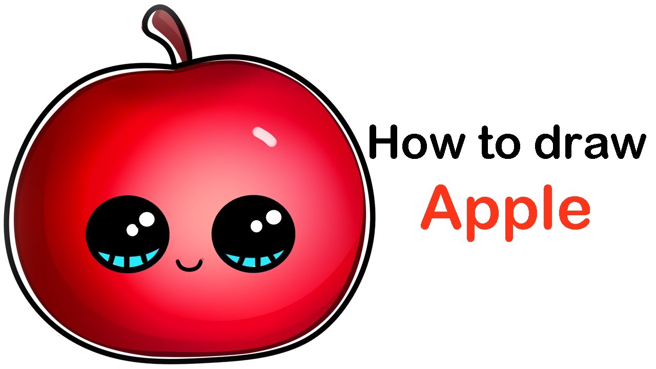 how to draw an apple step by step easy cute drawing - YouTube
