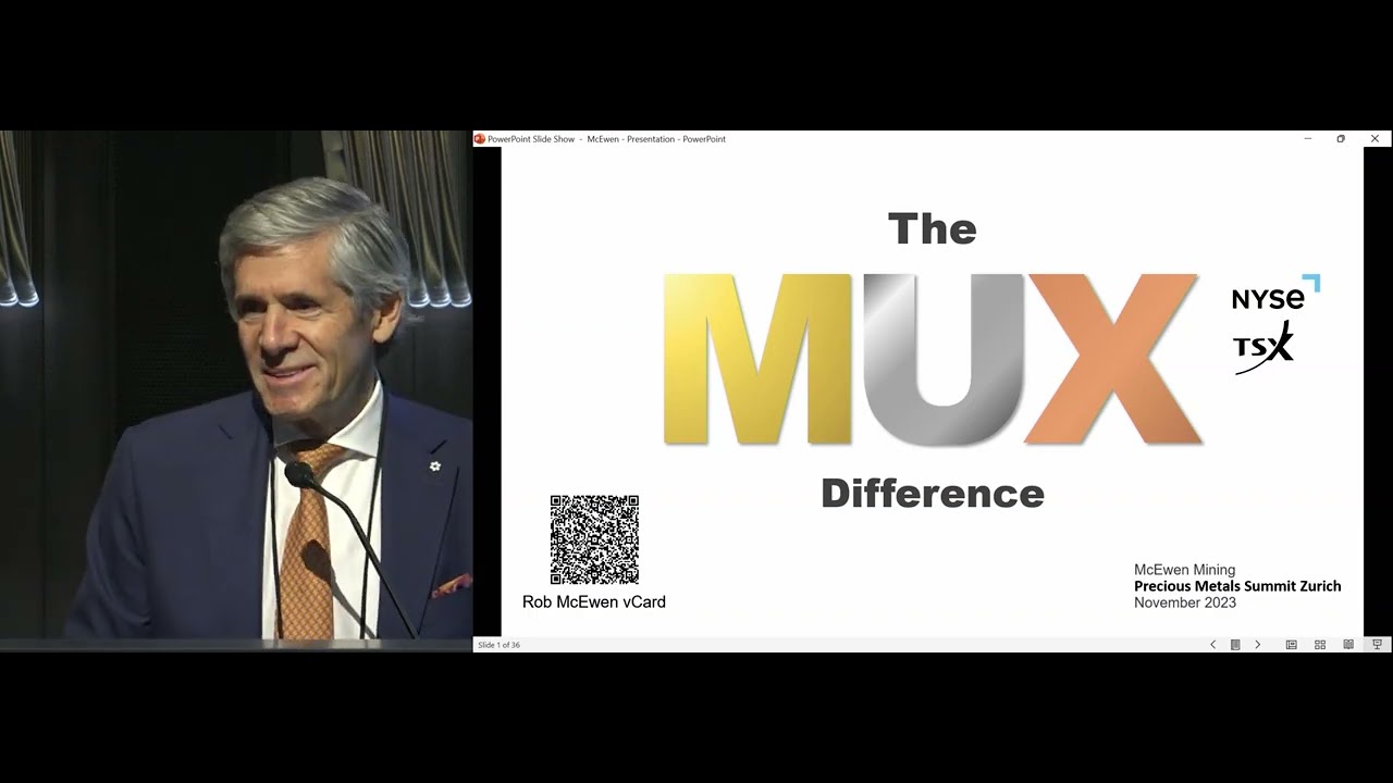 Rob McEwen, CEO & Chief Owner of McEwen Mining, presenting at the 2023 ...