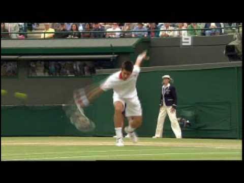 Novak Djokovic - Slow Motion Low Slice Backhand - YouTube