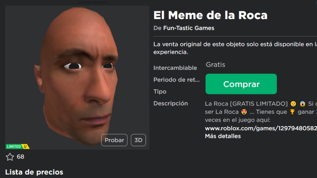 COMO CONSEGUIR El Meme de la Roca COMPLETAMENTE GRATIS EN ROBLOX - YouTube