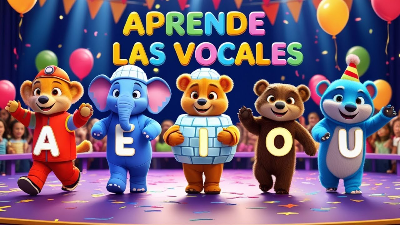 Las Vocales A-E-I-O-U 🎵 | Canción Infantil Para Aprender Jugando - YouTube