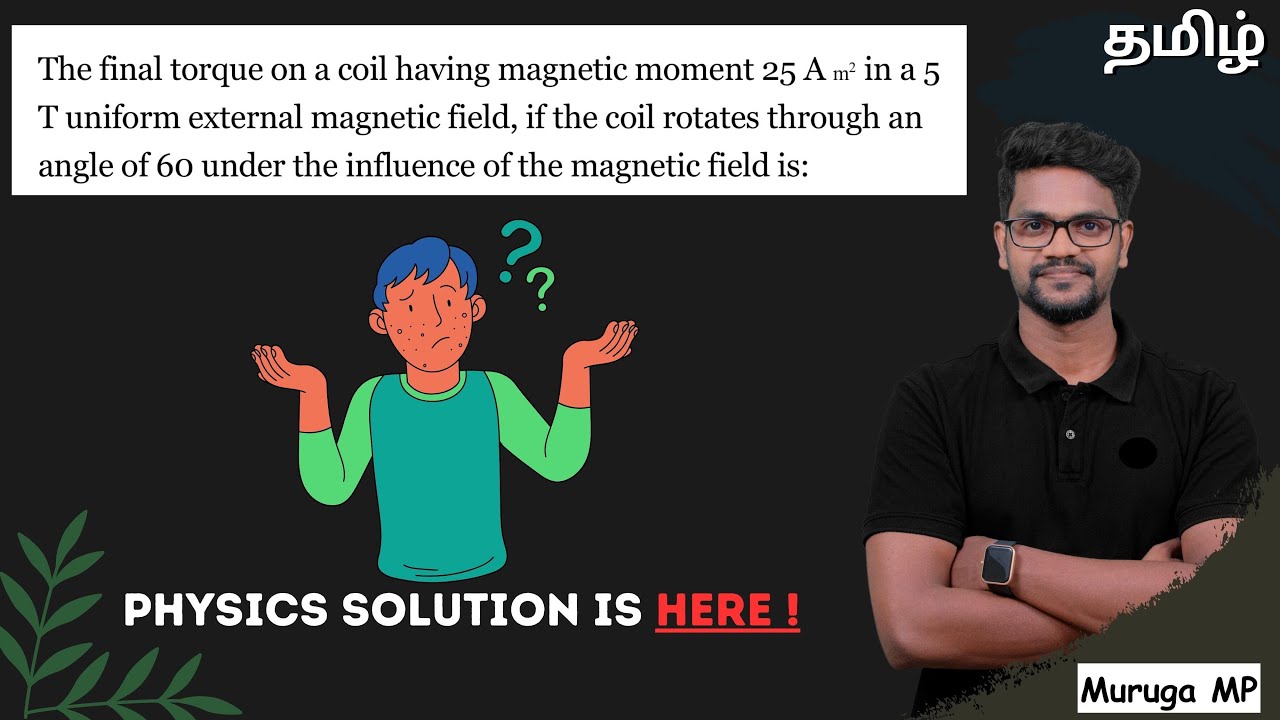 The final torque on a coil having magnetic moment 25 A m 2 in a 5 T ...