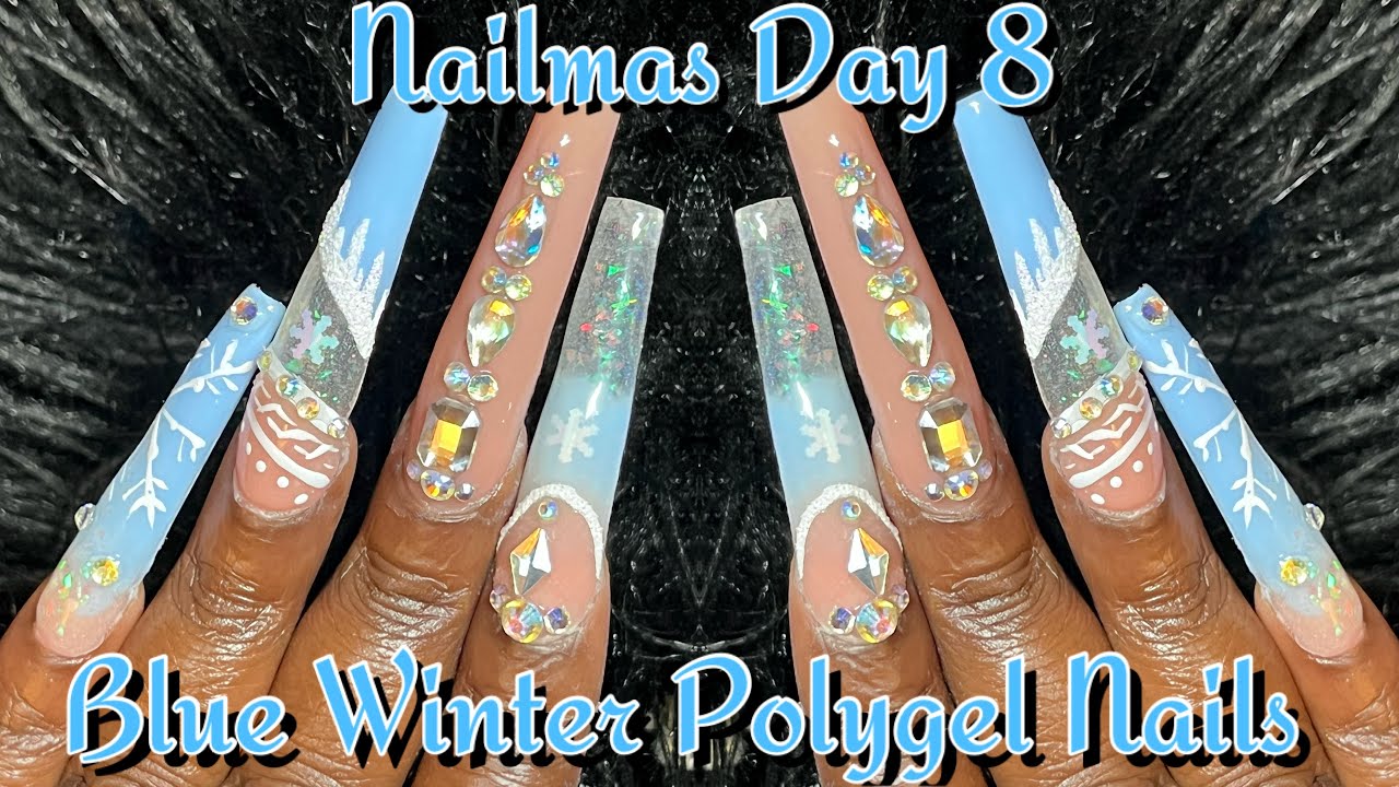 Nailmas Day 8 | Winter Blue Polygel Nails🩵 ️ - YouTube