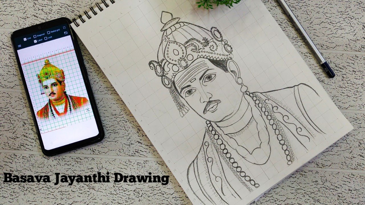Basava Jayanthi drawing || Vishvaguru Basavanna Outline drawing ...