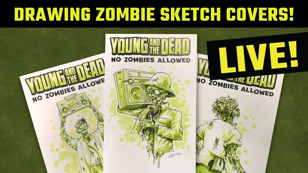 Drawing 80s Themed Zombie Comic Sketch Covers- LIVE! - YouTube