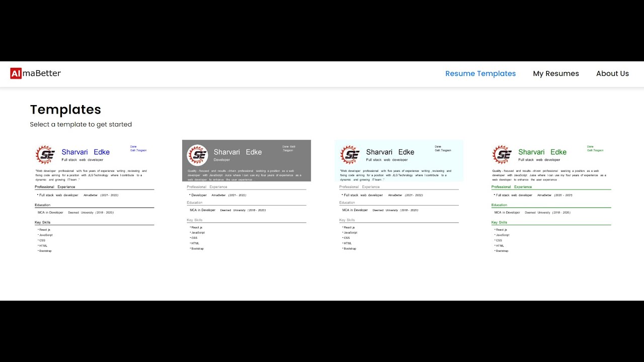 Almabetter | Resume Bulider | Frontend | Capestone Project - YouTube