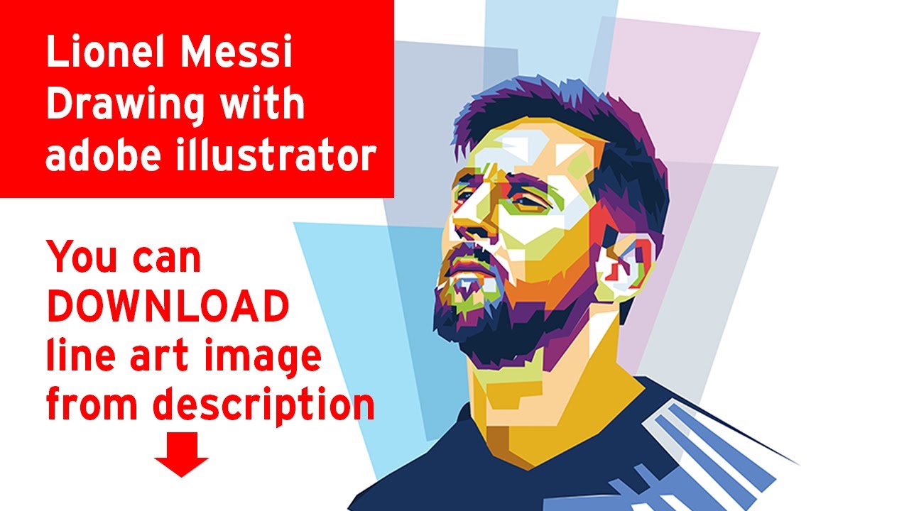 How to Draw MESSI with line art - YouTube