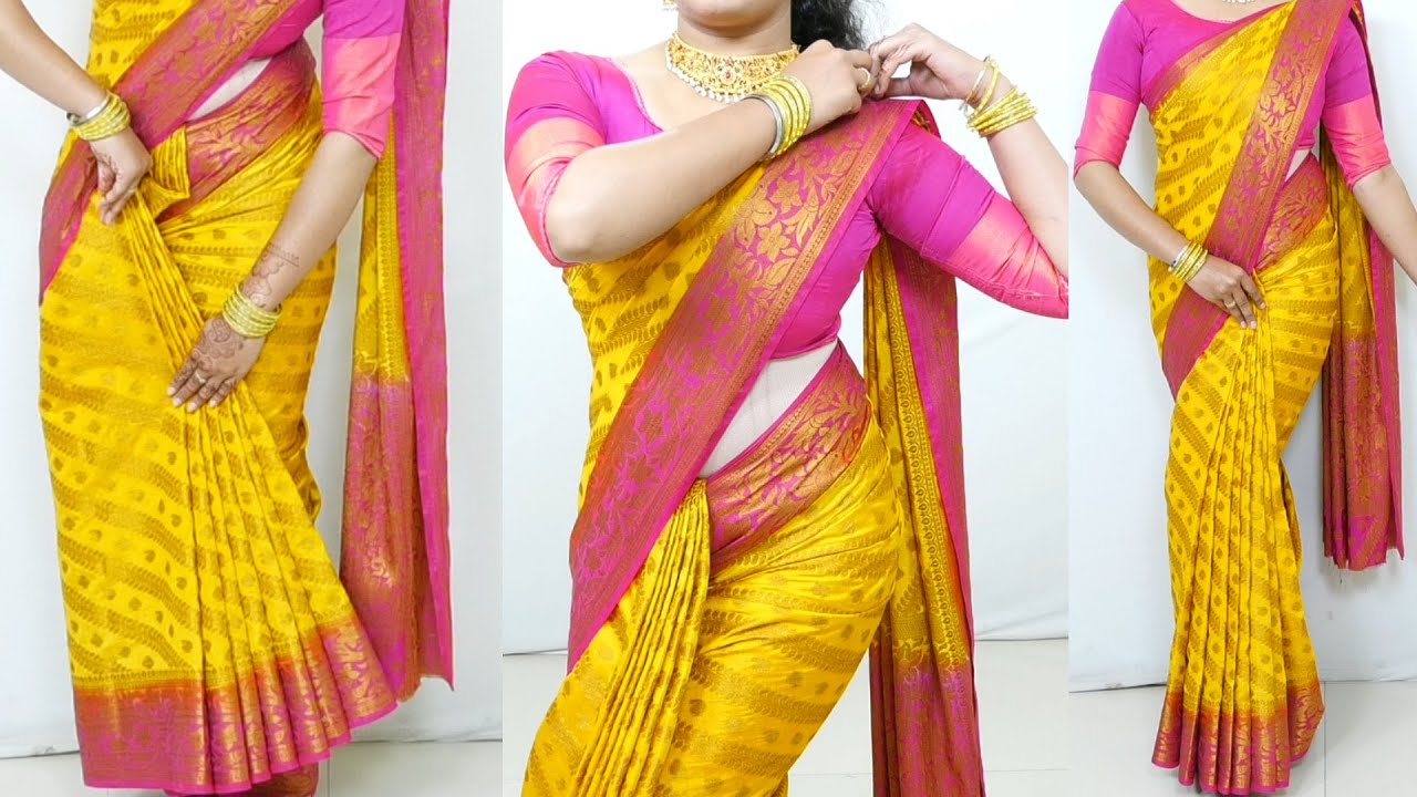 Perfect pleats saree draping in very easy steps | saree draping tutorial for beginners | sari ...