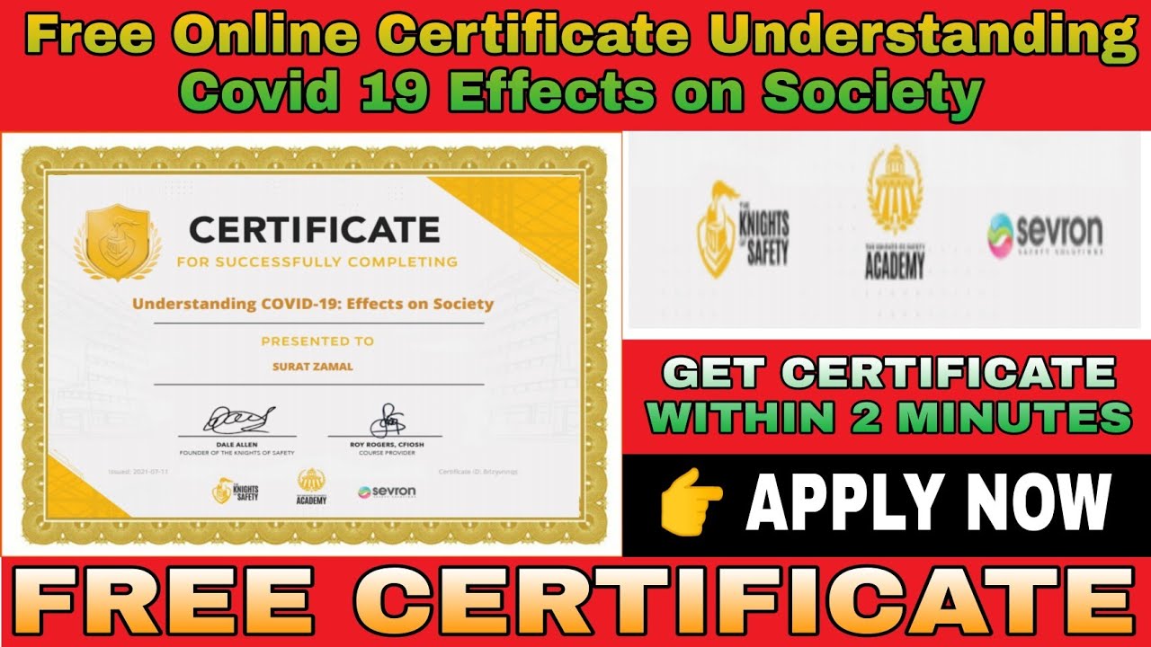 Free Certificate I Understanding Covid 19 Effects on Society I Digital ...