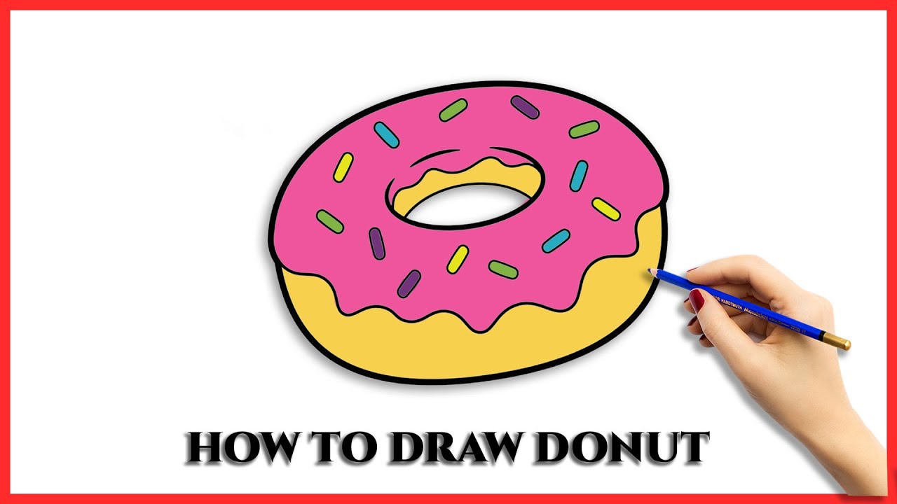 HOW TO DRAW DONUTS STEP BY STEP EASY- DONUT DRAWING EASY | EASY DONUT ...