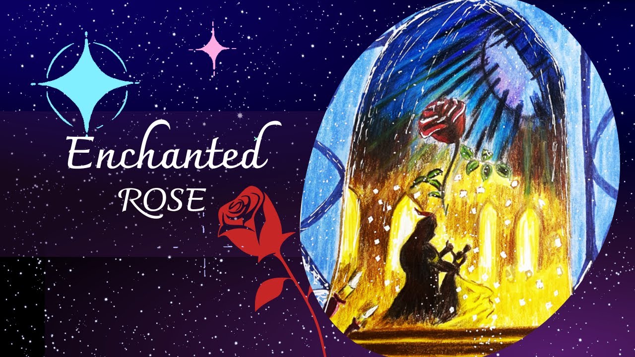 Beauty and the Beast - "Enchanted Rose" in Glass Drawing Time-lapse ...