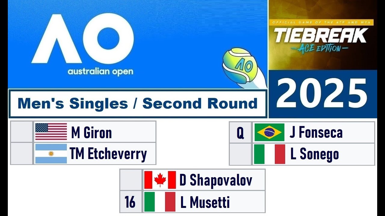 Australia Open 2025 ( Men's Singles ) - Second Rond - Group 1 - YouTube
