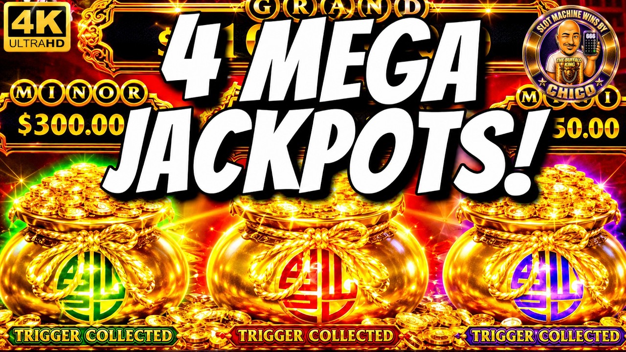 4 MEGA JACKPOTS on Fu Dai Lian Lian slot machines - YouTube